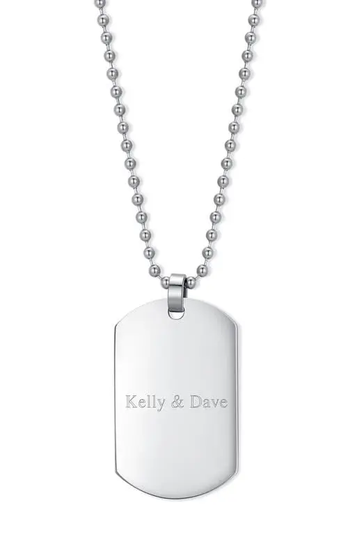 BROOK & YORK Engravable Stainless Steel Dog Tag Necklace - Silver