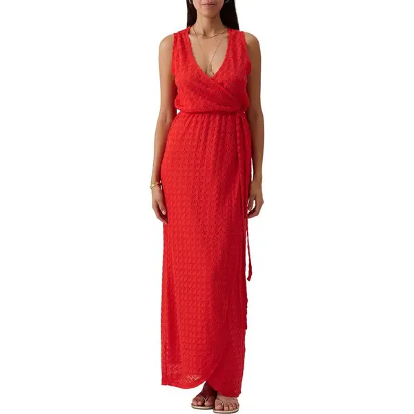Melissa Odabash Zima Sleeveless Cover-up Maxi Dress - Red
