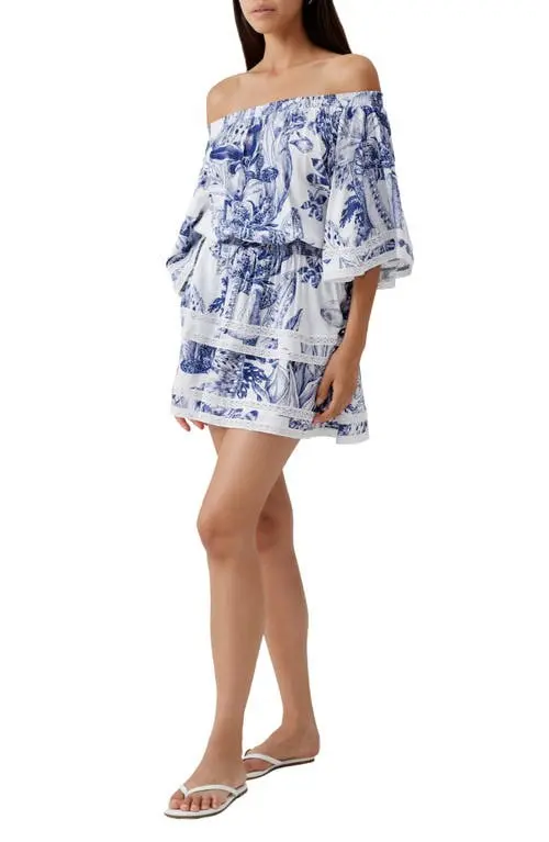 Melissa Odabash Micha Floral Off The Shoulder Cover-up Minidress - Paloma