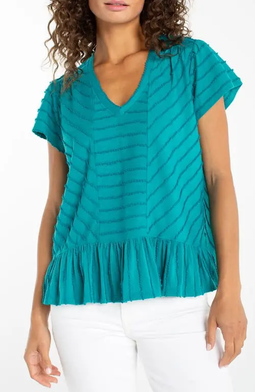 LIVERPOOL Texture Peplum Top - Teal Tide