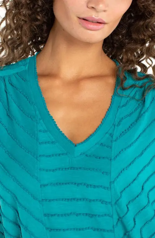 LIVERPOOL Texture Peplum Top - Teal Tide
