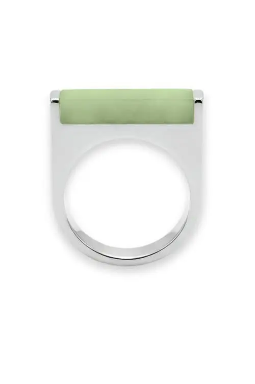 SEREE Year Of The Horse Jade Stone Saddle Ring - Light Green