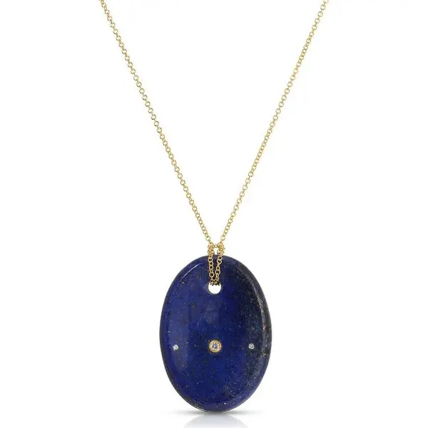 Ef Collection Lapis Aura Pendant Necklace - 14k Yellow Gold/lapis