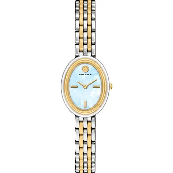Tory Burch The Oval Bracelet Watch - Two Tone/lt Blue