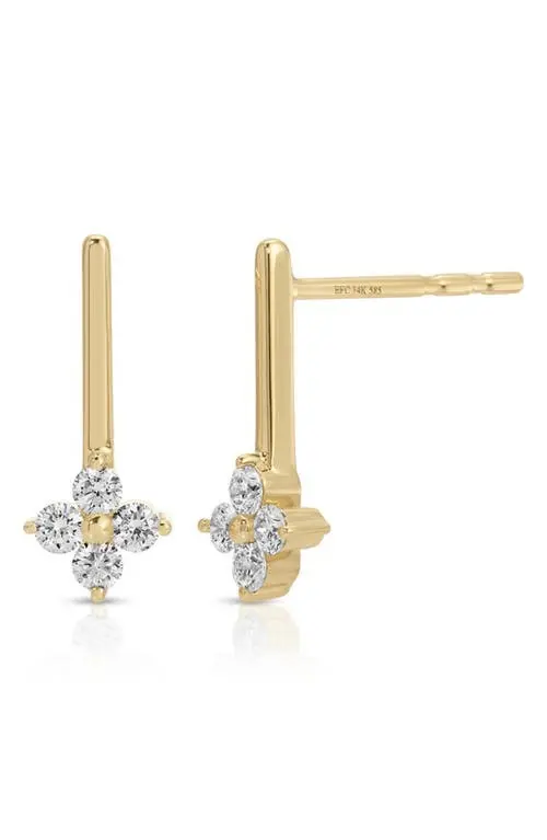 Ef Collection Fleur Diamond Bar Stud Earrings - 14k Yellow Gold