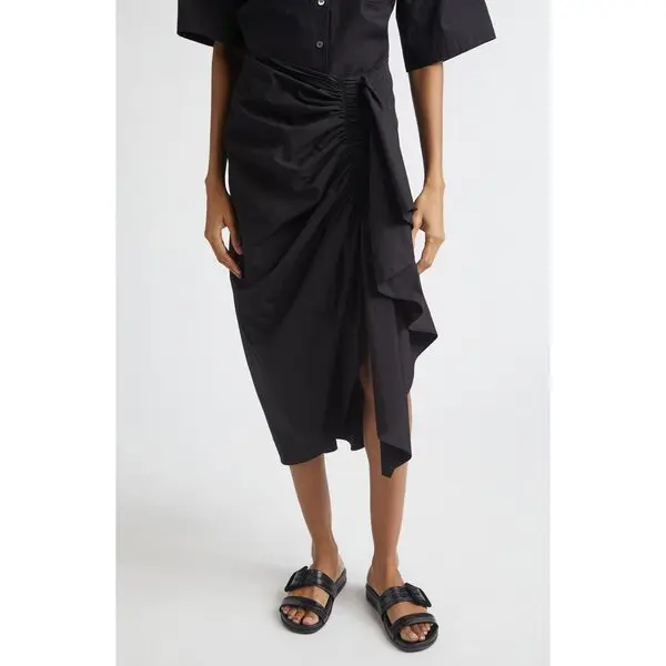 Michael Kors Ruched Cotton Poplin Pareo Skirt