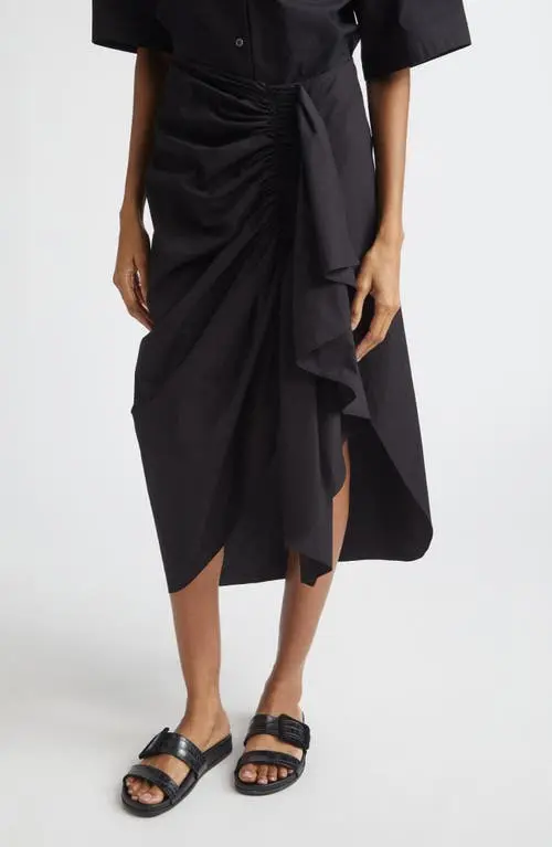 Michael Kors Ruched Cotton Poplin Pareo Skirt