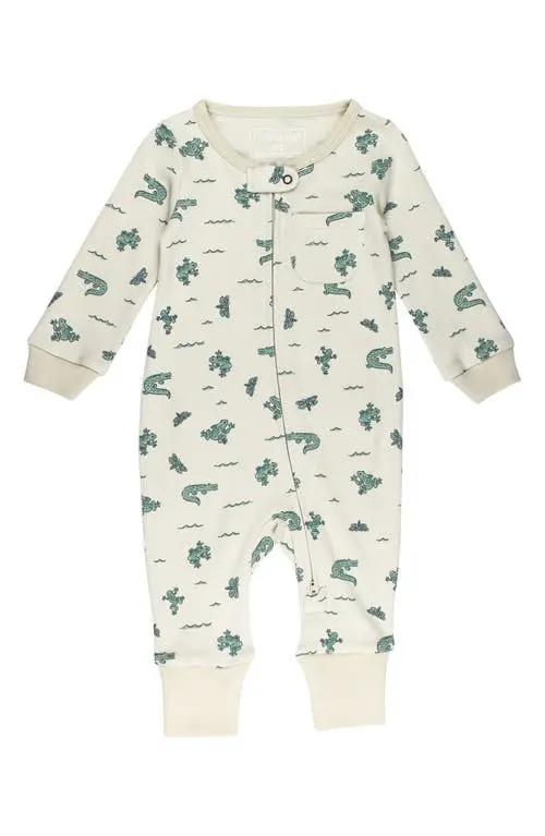 L'OVEDBABY Print Organic Cotton Zip Romper - Alligator