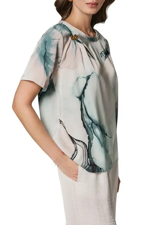 Donna Karan New York Hardware Detail Short Sleeve Top