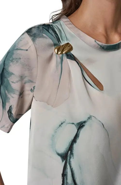 Donna Karan New York Hardware Detail Short Sleeve Top