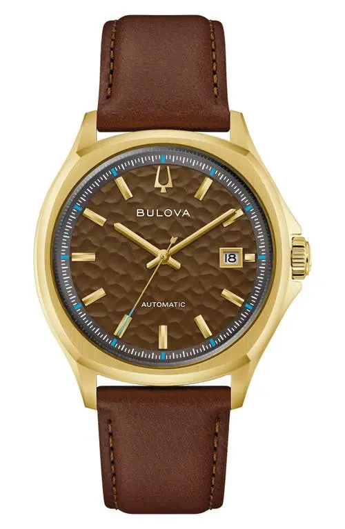 Bulova Automatic Leather Strap Watch - Brown