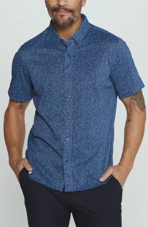 7 Diamonds Velora Floral Short Sleeve Button-up Shirt - Midnight