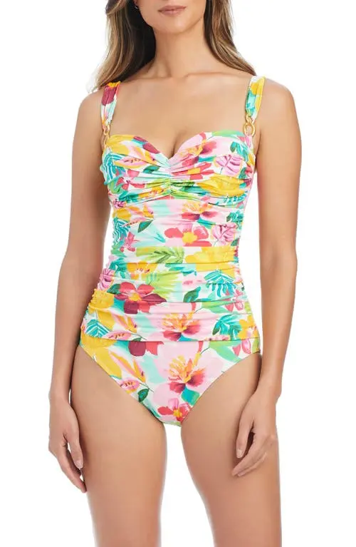 ROD BEATTIE Shirred One-piece Swimsuit - White