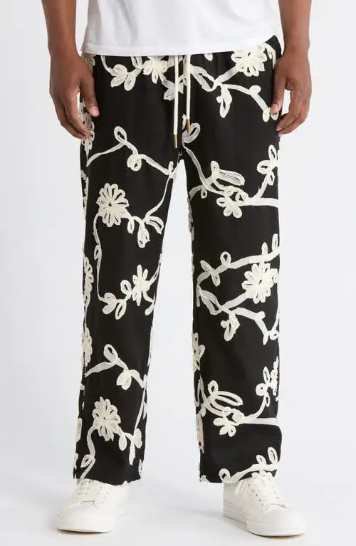 HONOR THE GIFT Floral Ribbon Ankle Pants - Black