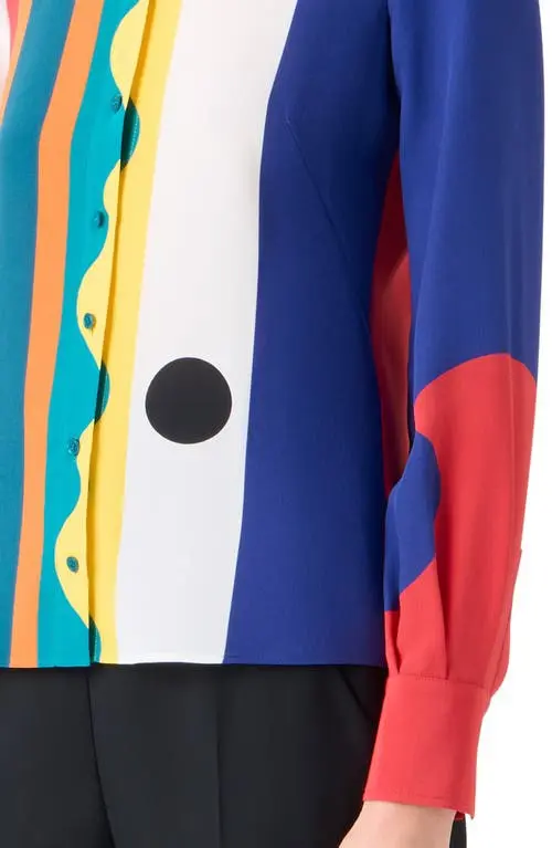 Akris Paravent Print Silk Shirt