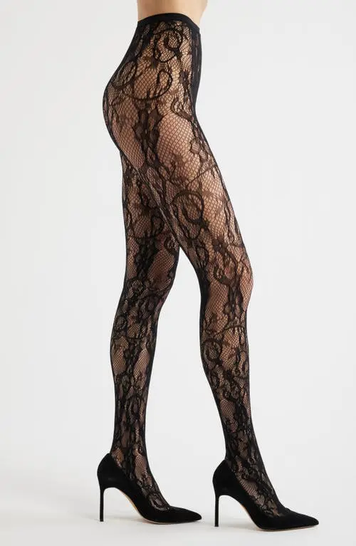 HIGH HEEL JUNGLE Lace Spell Tights - Black