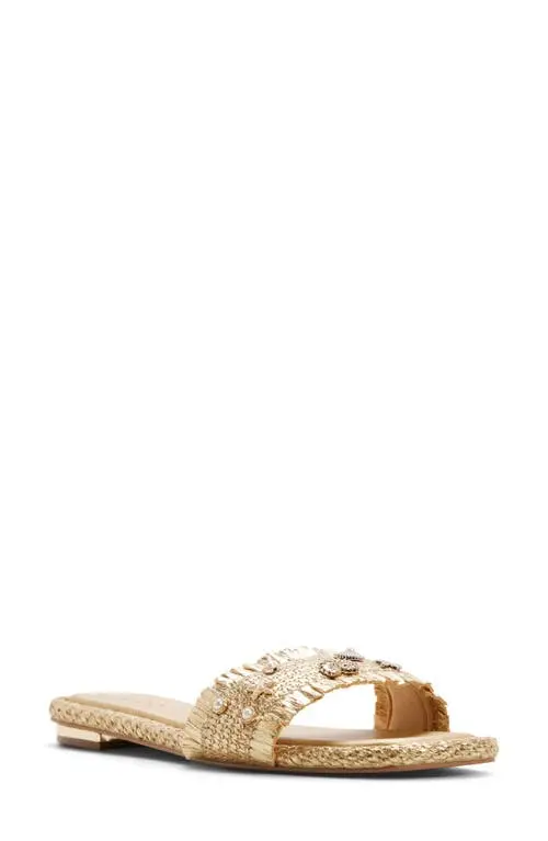 Aldo Aurana Embellished Slide Sandal - Gold