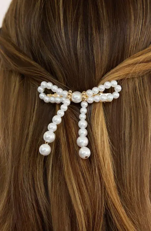 Ettika Faux Pearl Bow Barrette
