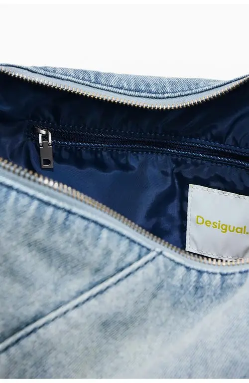 Desigual Logo Embossed Denim Shoulder Bag