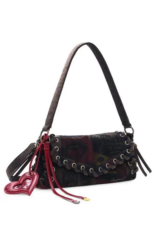 Desigual Graffiti Lips Denim Crossbody Bag
