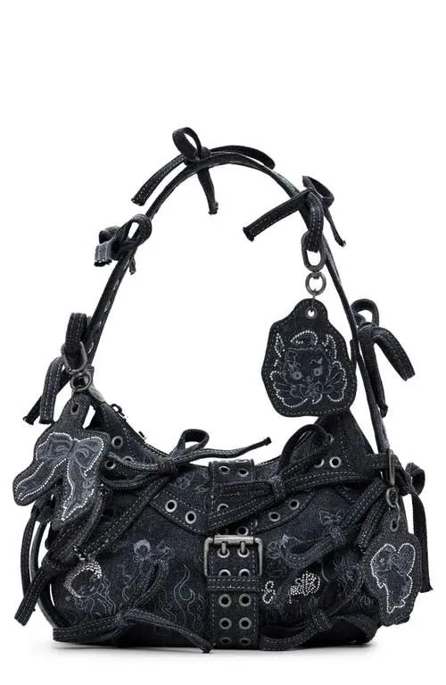 Desigual Y2k María Escoté Denim Shoulder Bag - Black