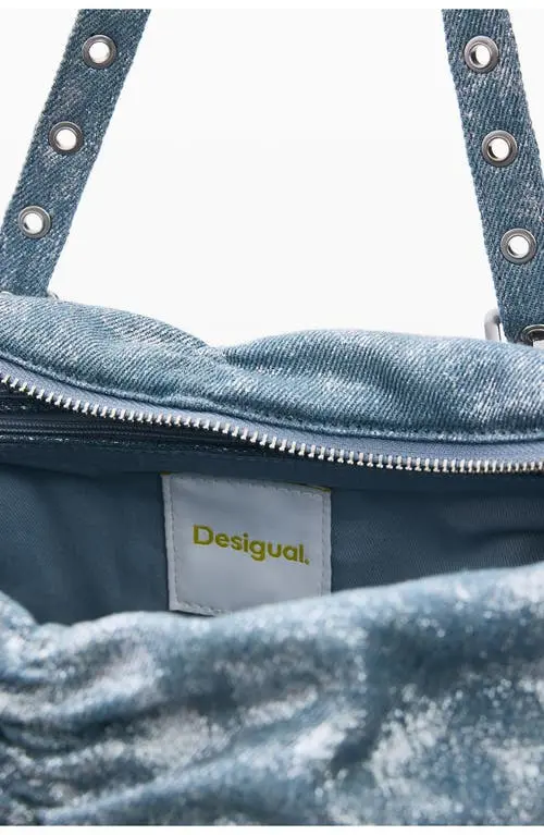 Desigual Ruched Denim Shoulder Bag - Blue
