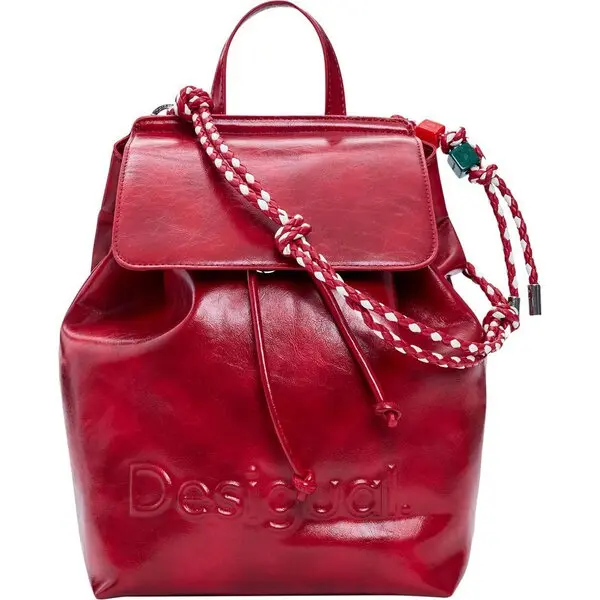 Desigual Mini Logo Embossed Convertible Faux Leather Backpack