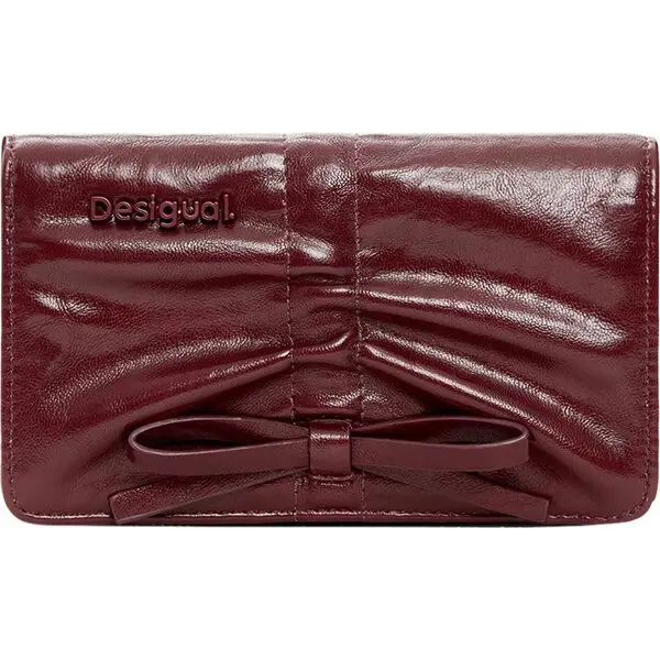 Desigual Medium Bow Detail Faux Leather Wallet - Burgundy