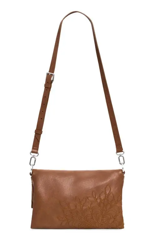 Desigual Embroidered Logo Charm Crossbody Bag - Camel