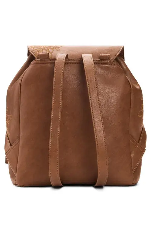 Desigual Floral Embroidered Convertible Backpack - Camel