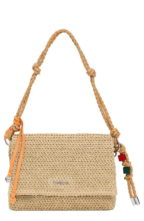 Desigual Raffia Crossbody Bag - Dark Beige