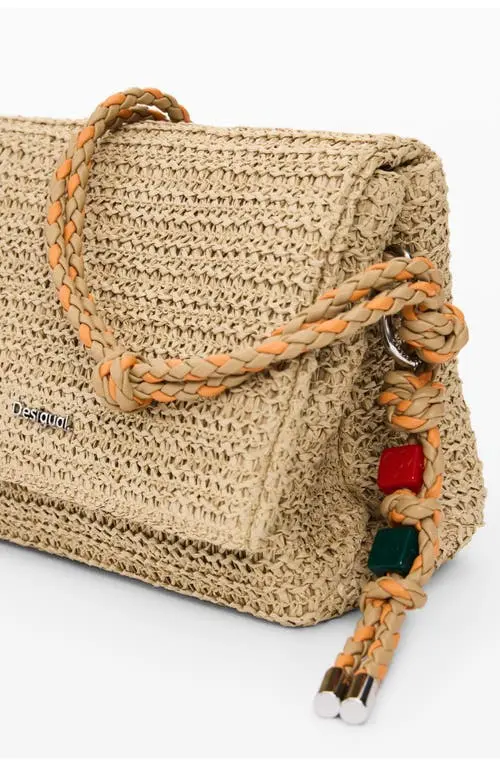 Desigual Raffia Crossbody Bag - Dark Beige