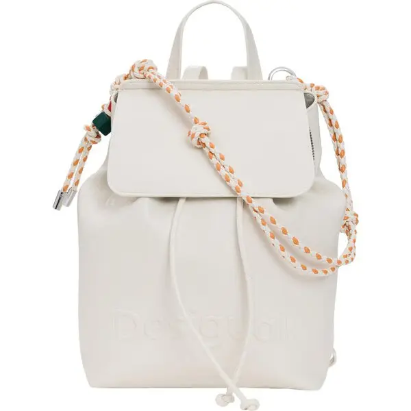 Desigual Mini Logo Embossed Convertible Backpack - Medium Beige