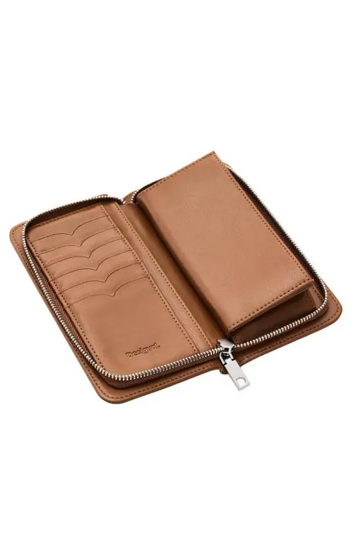 Desigual Medium Embroidered Long Faux Leather Wallet