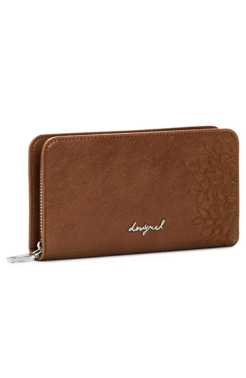 Desigual Medium Embroidered Long Faux Leather Wallet