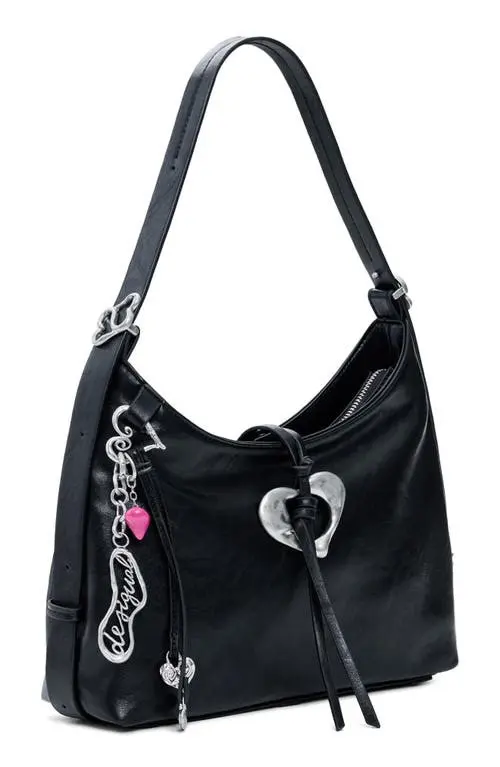 Desigual Heart Charm Faux Leather Shoulder Bag