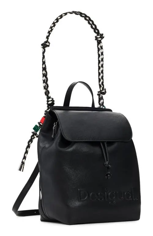 Desigual Mini Logo Embossed Convertible Backpack - Black