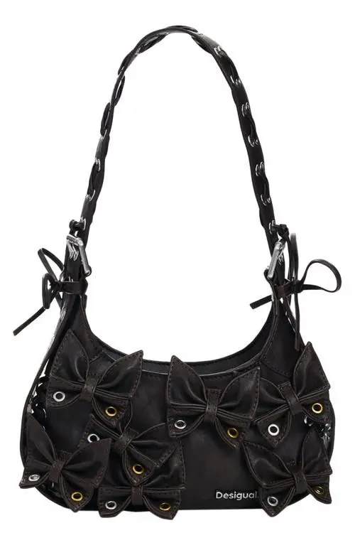 Desigual Butterfly Appliqué Handbag - Brown