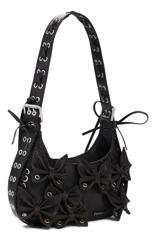 Desigual Butterfly Appliqué Handbag - Brown