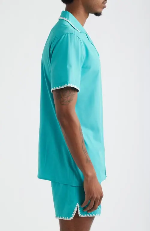 MAVRANS Crochet Trim Camp Shirt