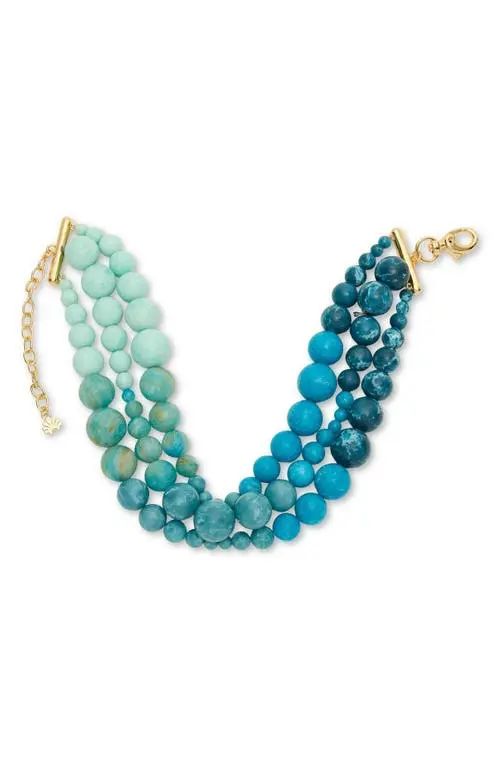 Lele Sadoughi Riviera Diana Triple Row Necklace - Seafoam Spray