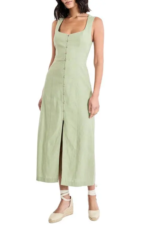 THE GOOD JOURNEY Sleeveless Linen Blend Maxi Dress - Sage