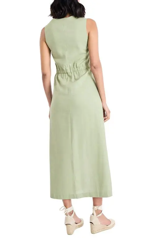 THE GOOD JOURNEY Sleeveless Linen Blend Maxi Dress - Sage