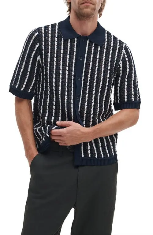 Rag & Bone Dalton Texture Knit Short Sleeve Button-up Shirt