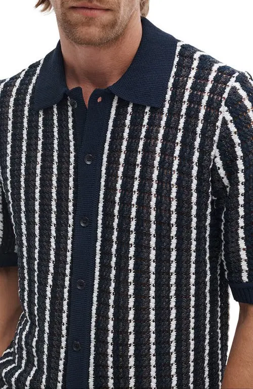 Rag & Bone Dalton Texture Knit Short Sleeve Button-up Shirt