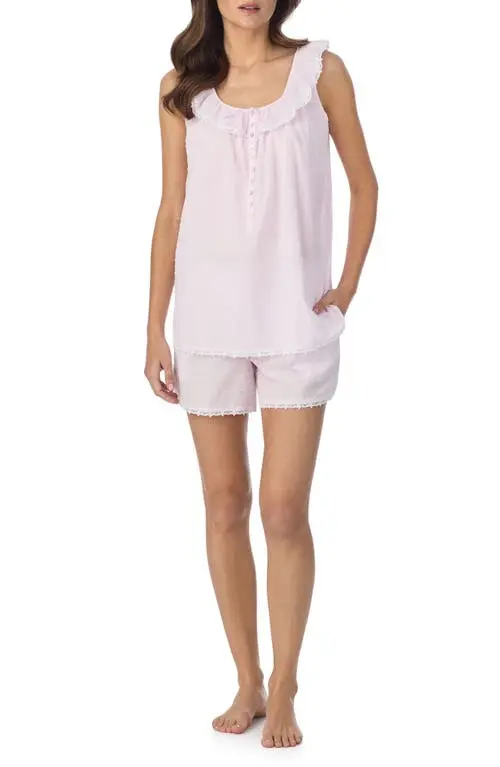 Eileen West Swiss Dot Cotton Shortie Pajamas - Blush