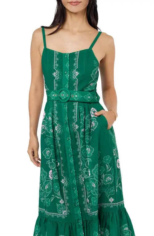 CIEBON Esme Floral Print Sleeveless Midi Dress