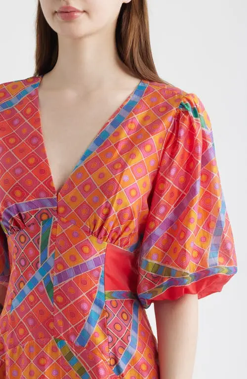 CIEBON Selene Geometric Print Fit & Flare Dress