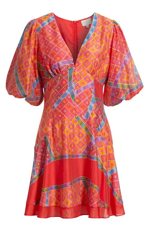CIEBON Selene Geometric Print Fit & Flare Dress