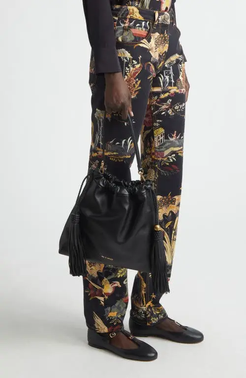 Etro Kalispera Medium Leather Shoulder Bag With Tassels - Black